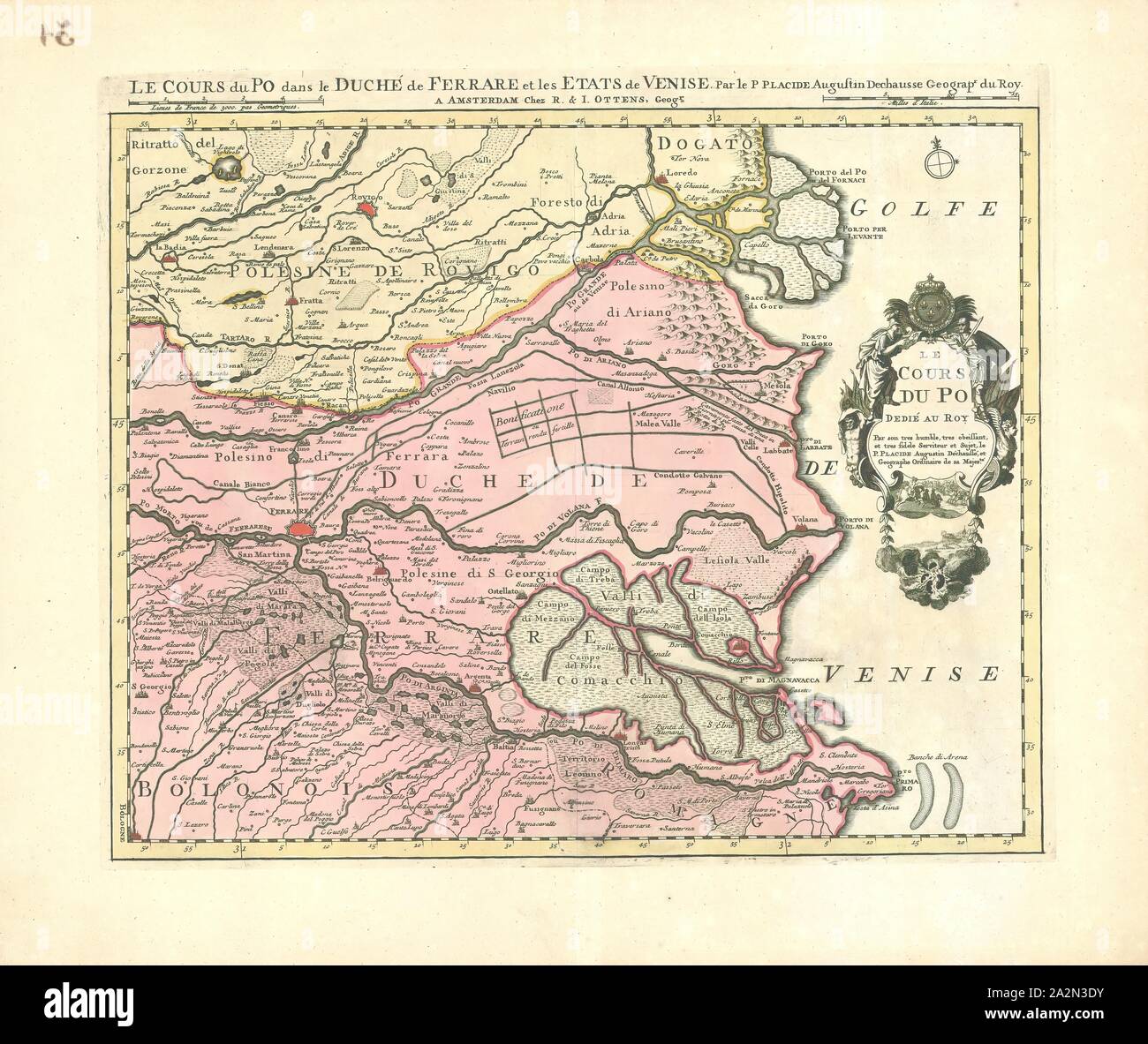 Map, Le cours du Po dans le duché de Ferrare et les etats de Venise ...