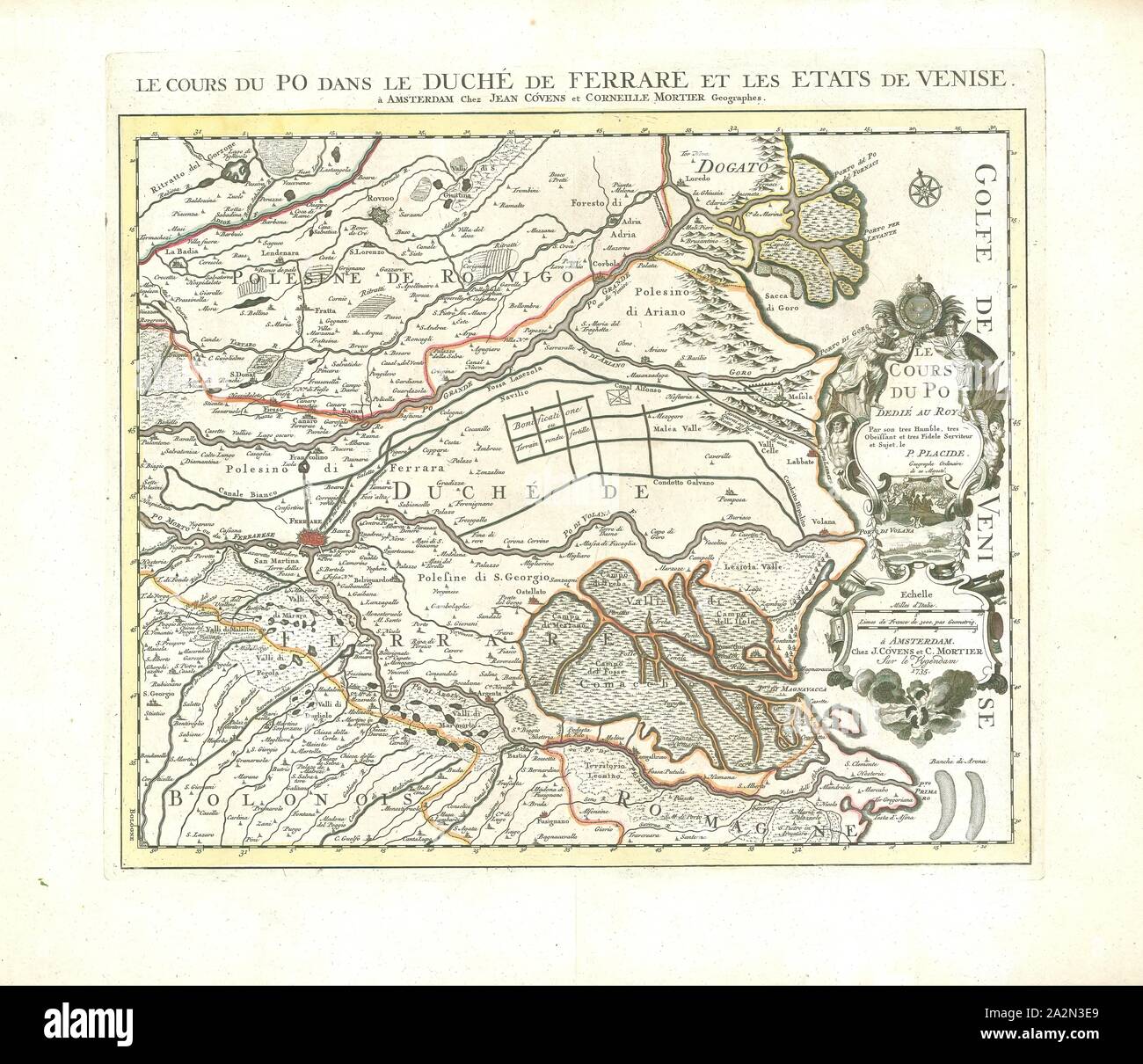 Map, Le cours du Po dans le duché de Ferrare et les etats de Venise ...