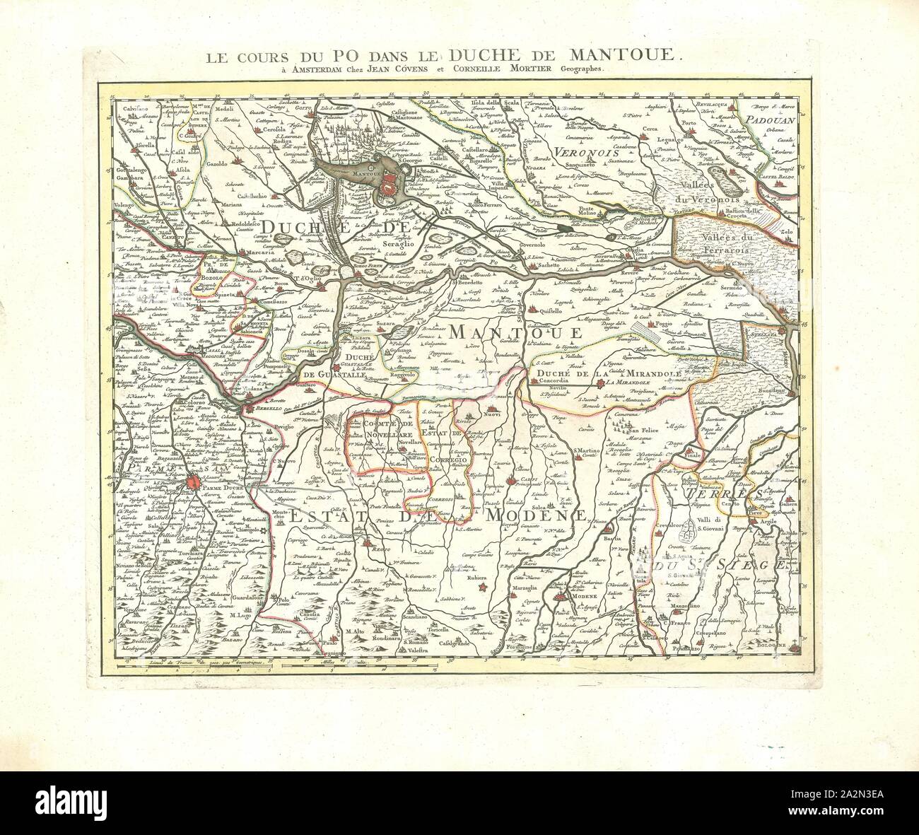 Map, Le cours du Po dans le duché de Mantoue, Placide de Sainte Hélène ...