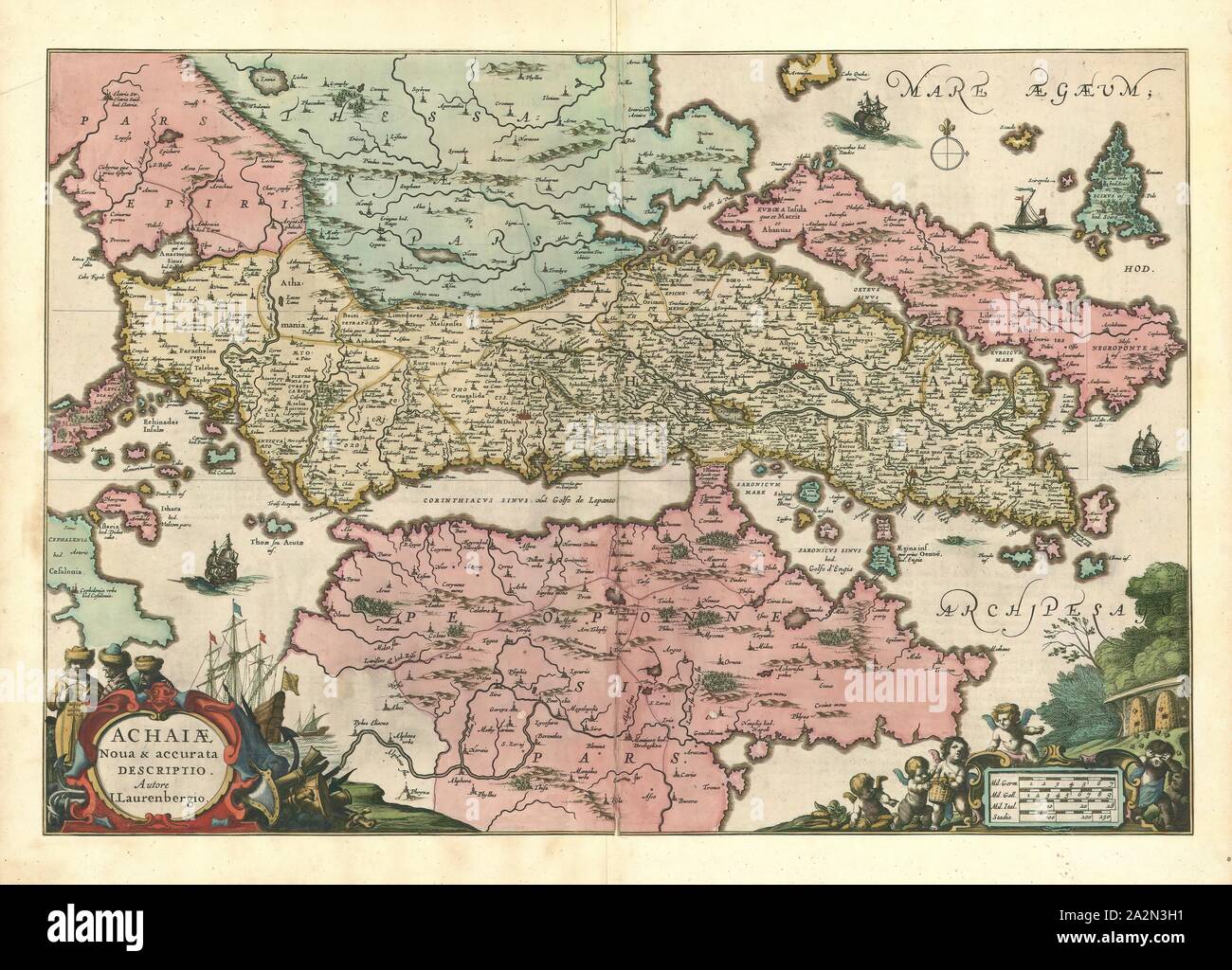 Map, Achaiae nova & accurata descriptio, Johann Lauremberg (1590-1658 ...