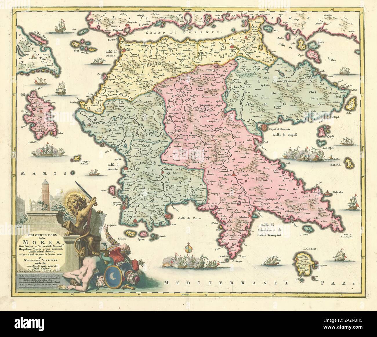 Map of the peloponnesus hi-res stock photography and images - Alamy