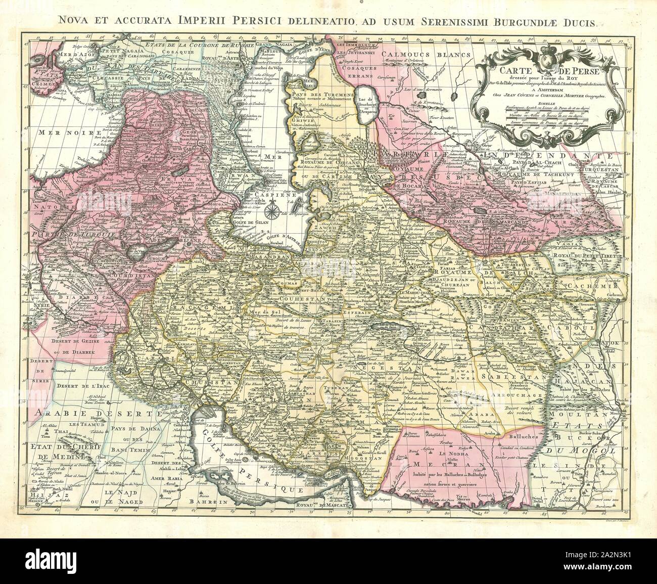 Map, Carte de Perse, Guillaume Delisle (1675-1726), Copperplate print Stock Photo - Alamy