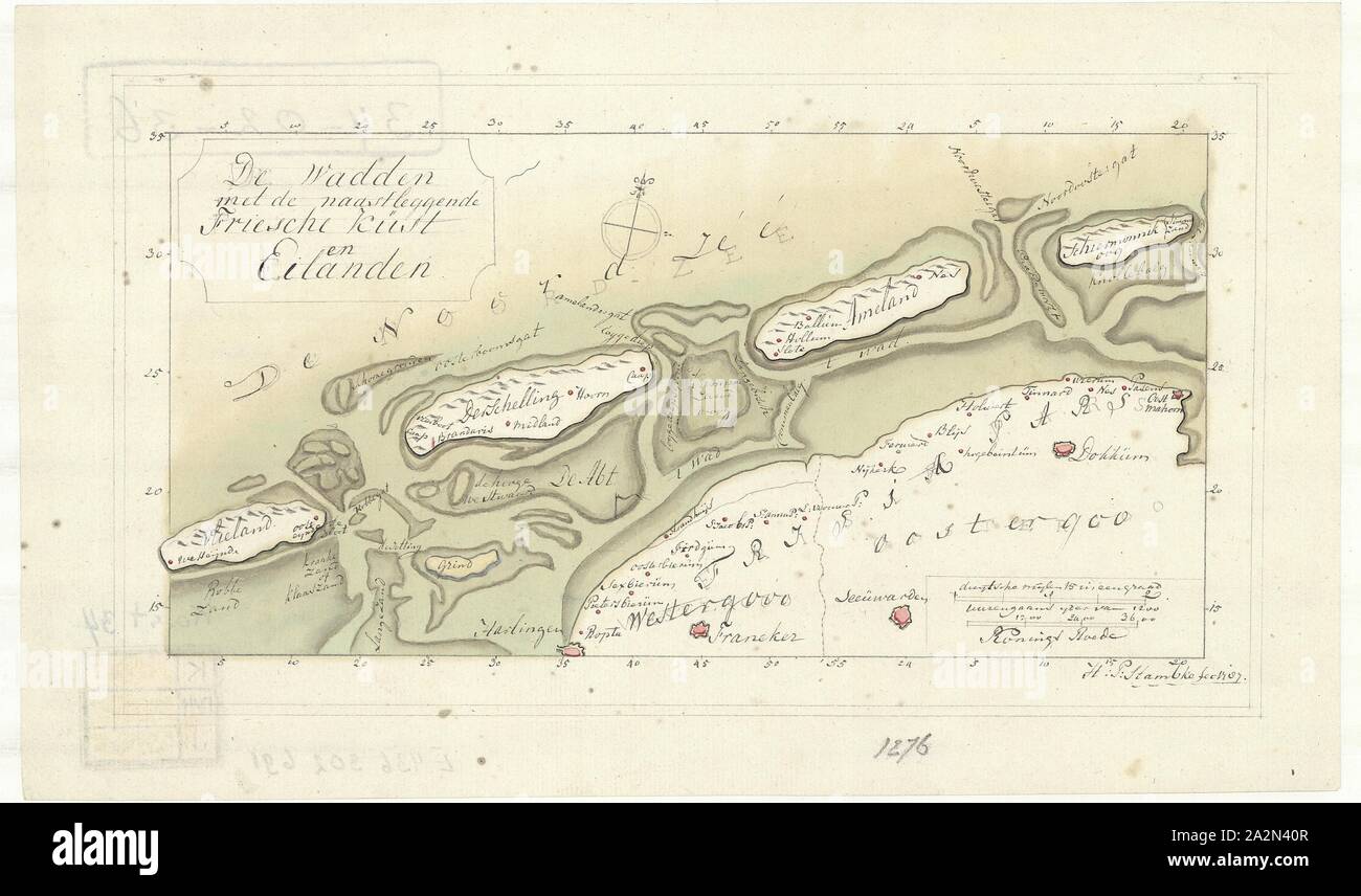 Map, De Wadden met de naastleggende Fiesche kust en eilanden, H.P ...