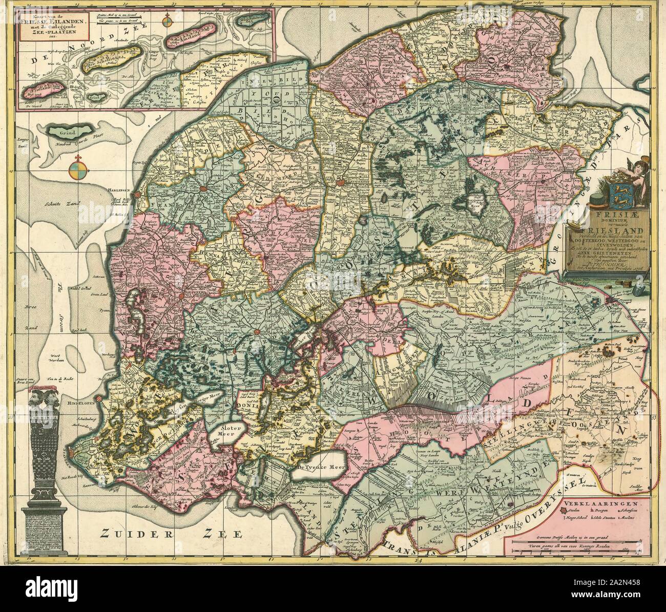 Map, Frisiae dominium vernacule Friesland, Petrus Schenk (1660-1718/9 ...
