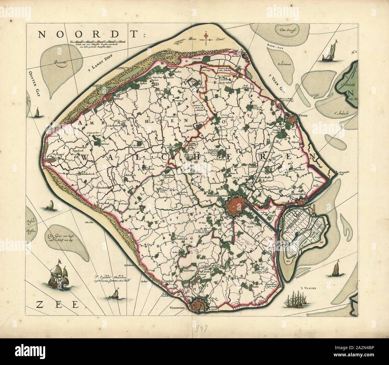 Map, [Walcheren, Claes Jansz. Visscher (1586/1587-1652), Copperplate ...