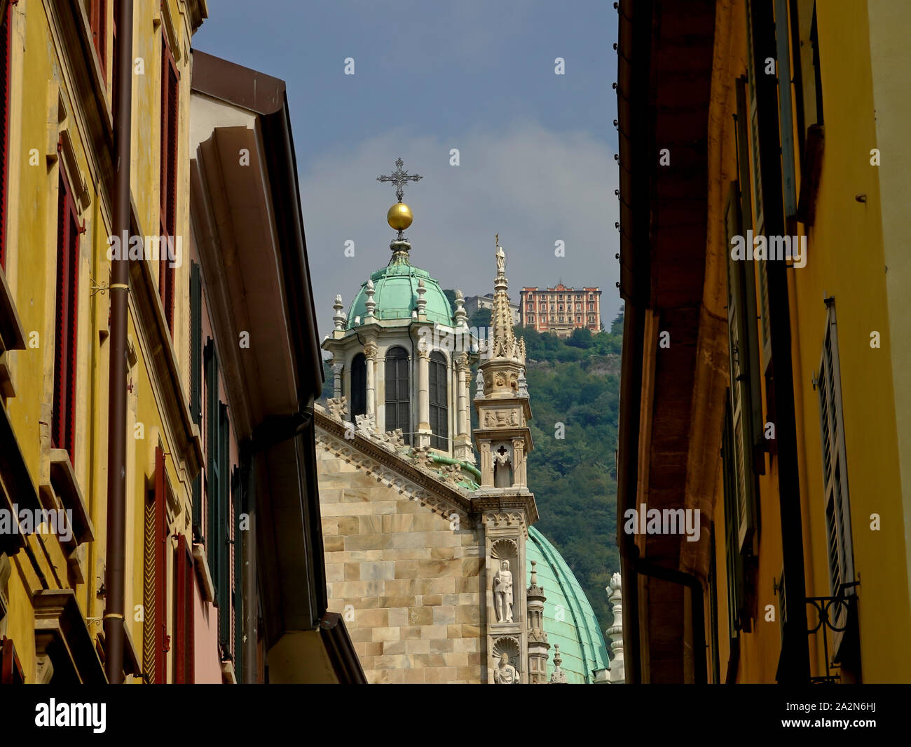 The dome of the Cattedrale di Como (Como Cathedral) from the via Cinque ...