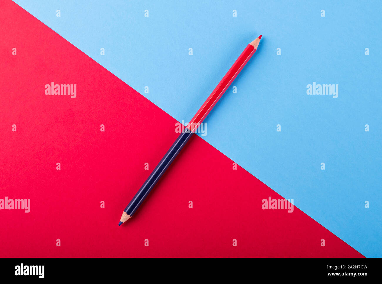 blue and red two-color pencil on colored cards Stock Photo - Alamy