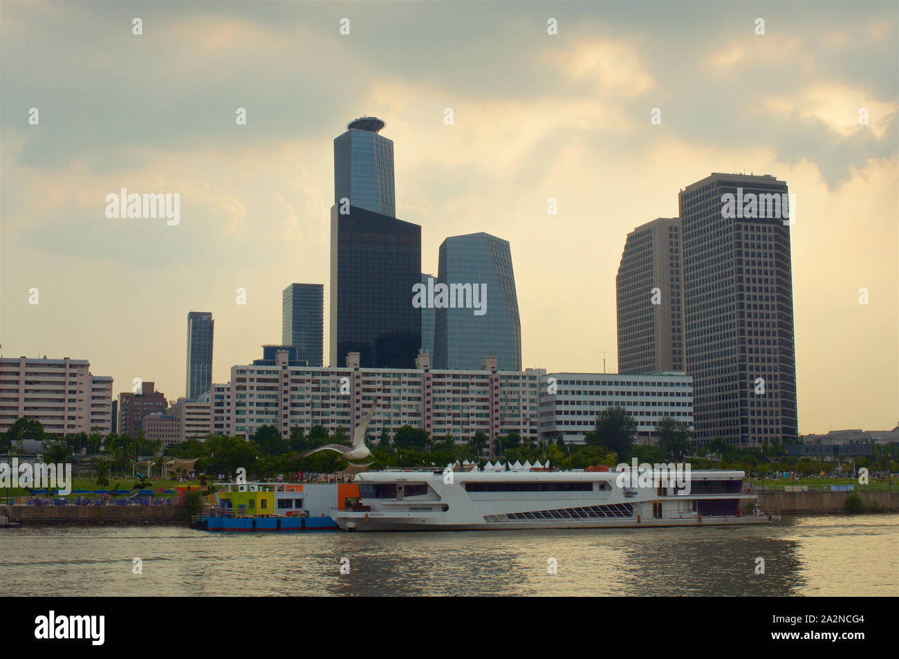 View to Yeoeuido buildings from the Hang river in South Korea Stock ...
