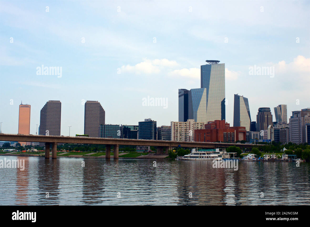 View to Yeoeuido buildings from the Hang river in South Korea Stock ...
