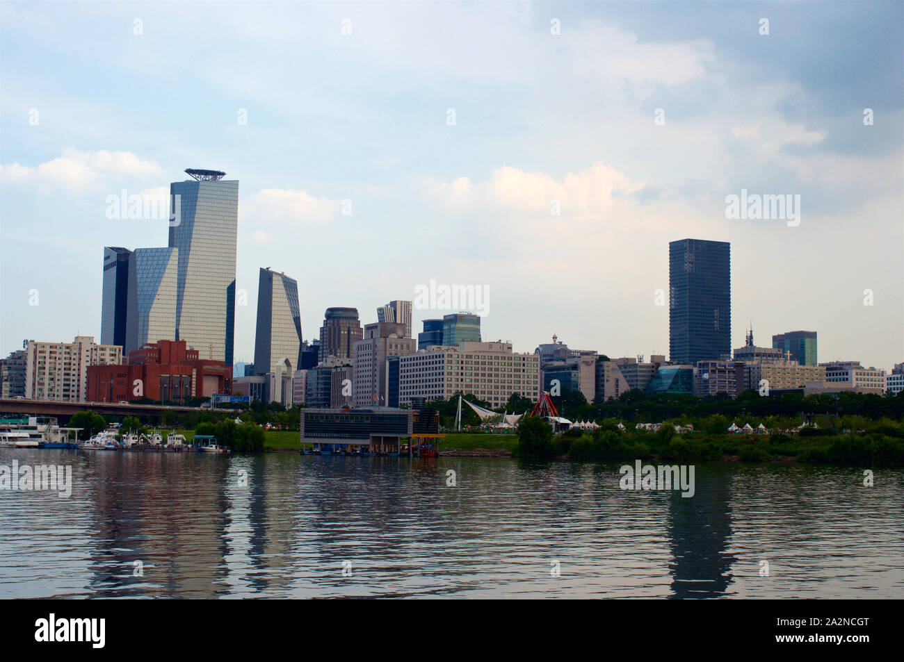 View to Yeoeuido buildings from the Hang river in South Korea Stock ...