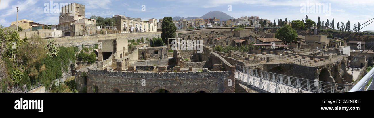 Panoramic view of Herculaneum ancient roman ruins. This ia an UNESCO ...