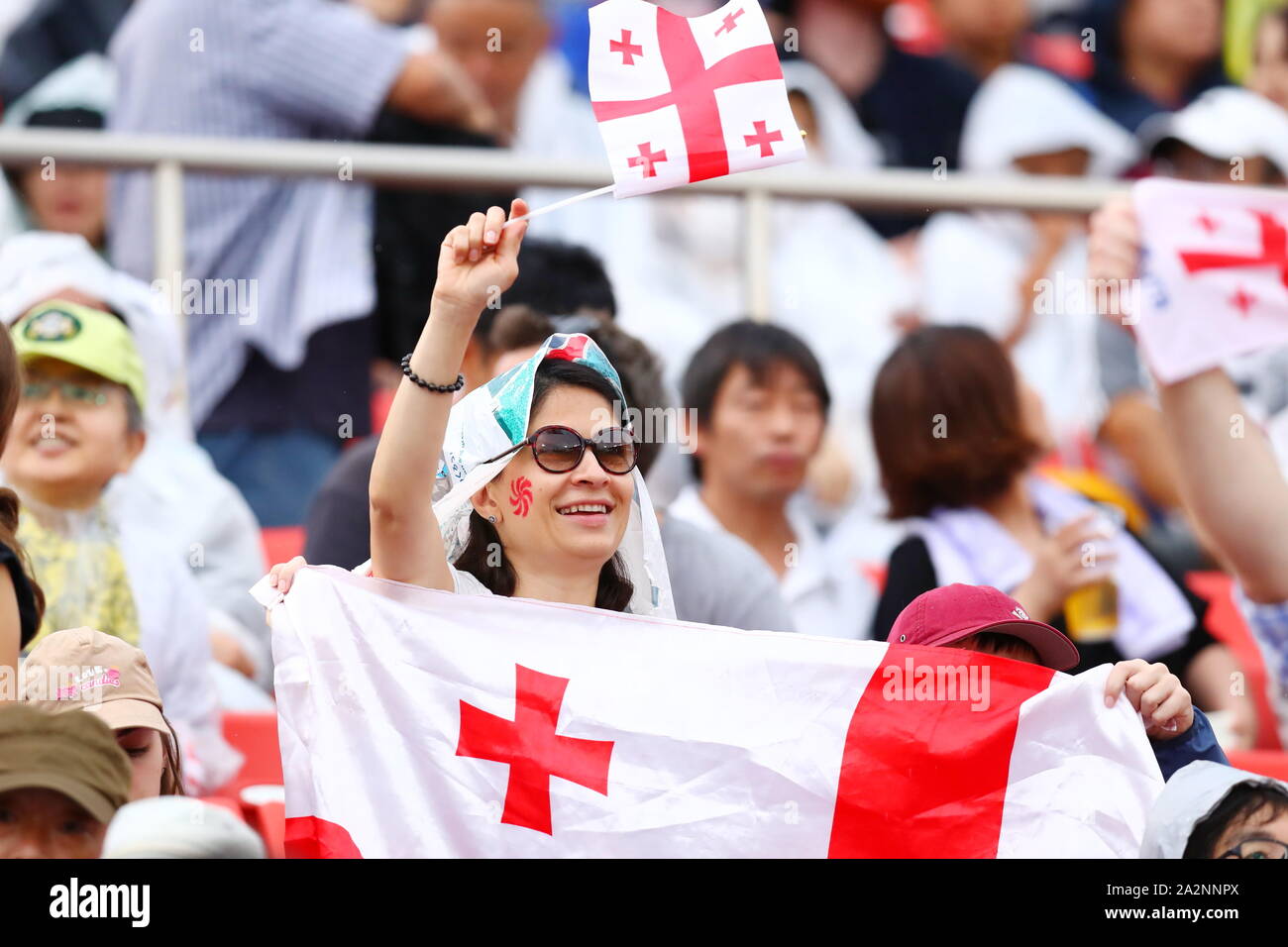Higashiosaka, Osaka, Japan. 3rd Oct, 2019. Georgia Team fans Rugby ...