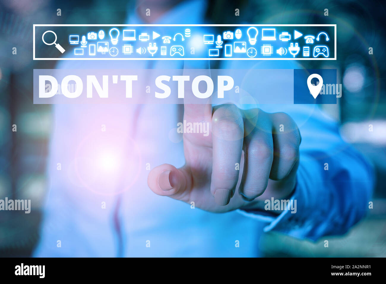 Word writing text Don T Stop. Business photo showcasing Continue what had been doing without ...