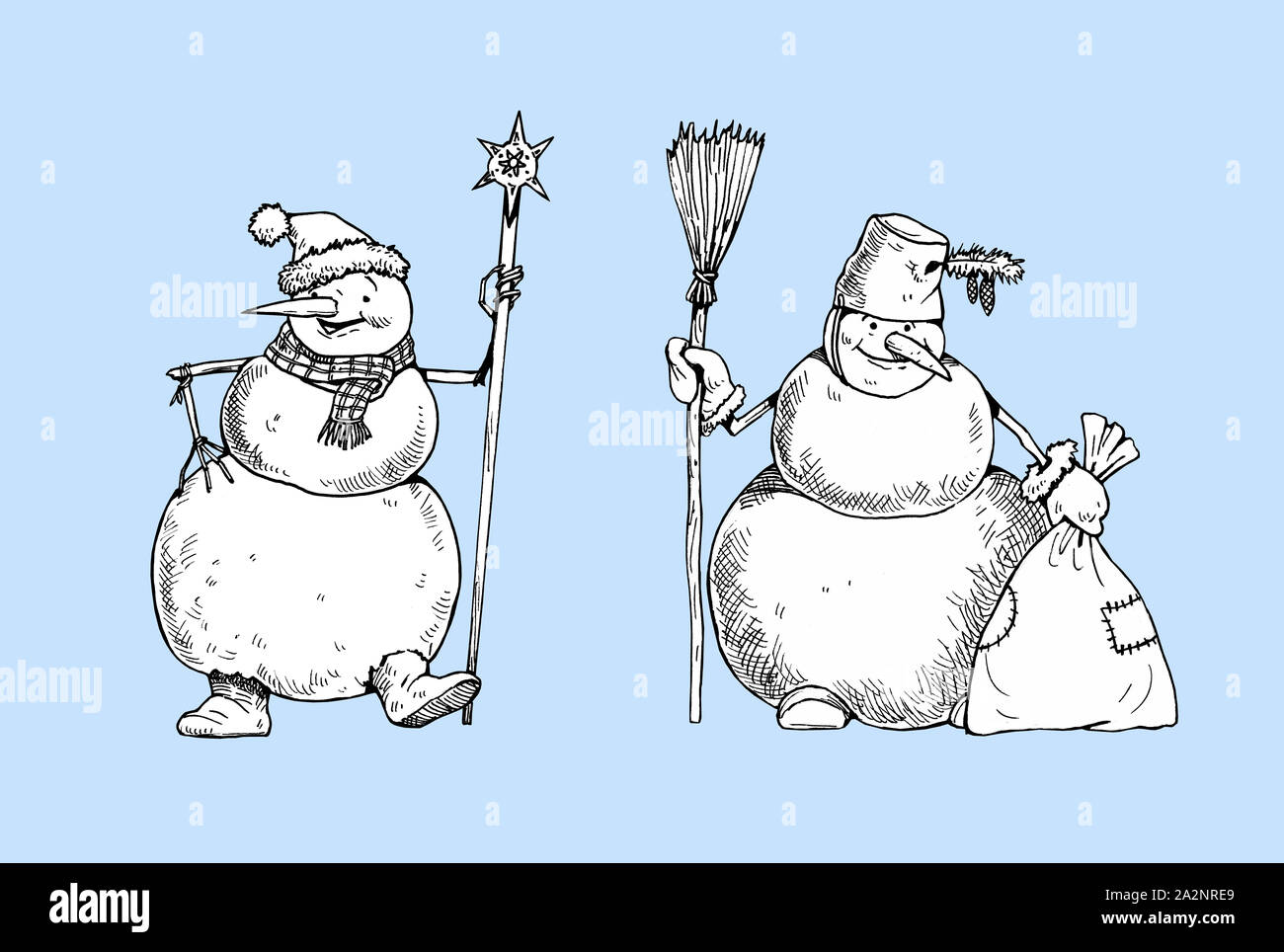 Funny snowmen. Merry christmas illustration. Christmas Card for Happy ...