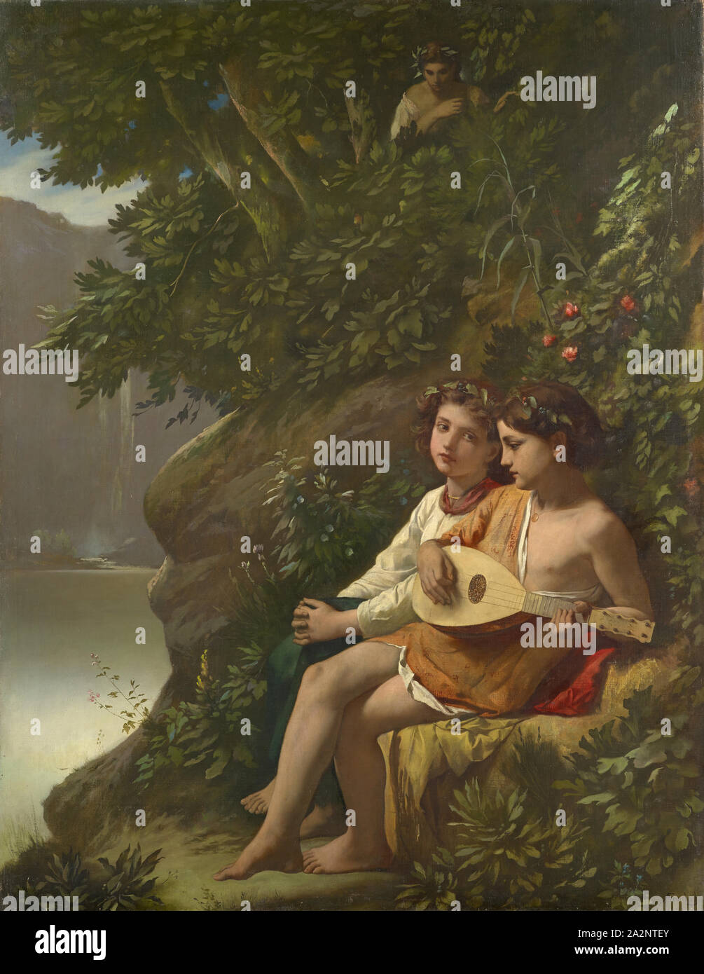 Children playing music overheard by a nymph, 1864, oil on canvas, 126.1 ...