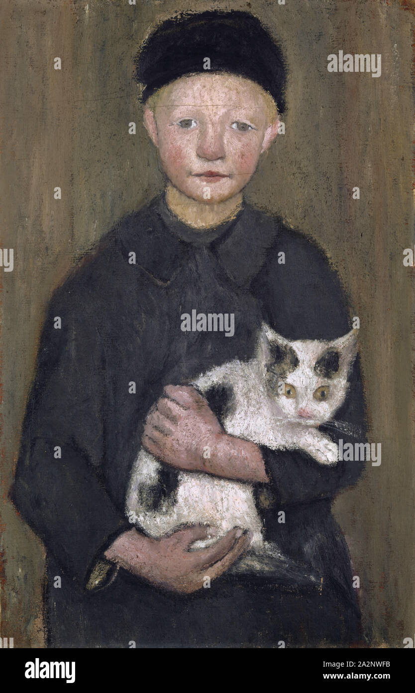 Boy with Cat, c. 1903, oil on canvas, 70.4 x 45.2 cm, unsigned, Paula ...