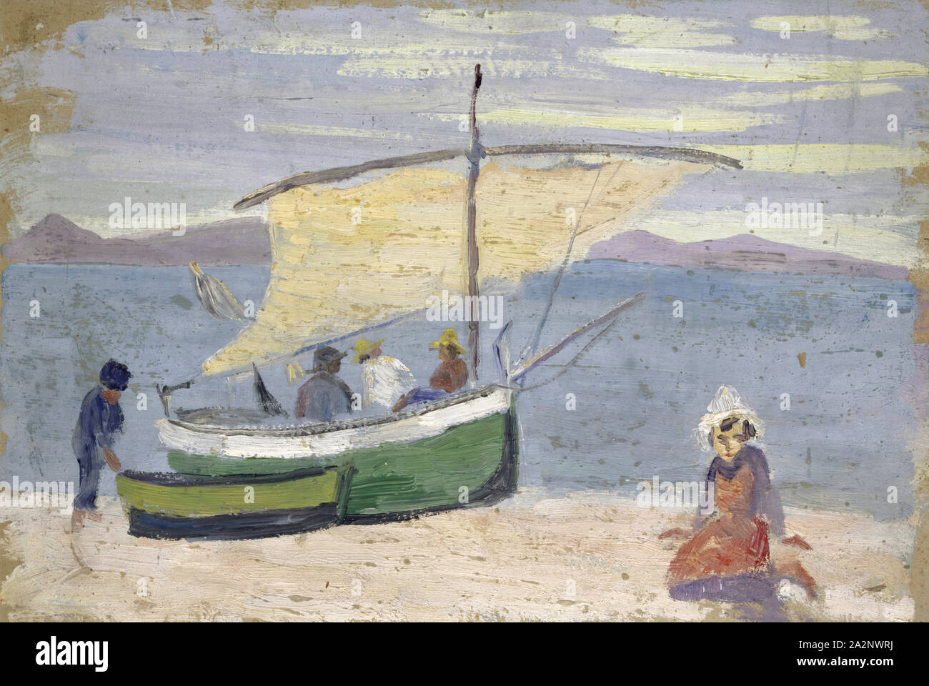 Fishing boat on the beach, oil on cardboard, 28.5 x 42.5 cm, Ernst ...