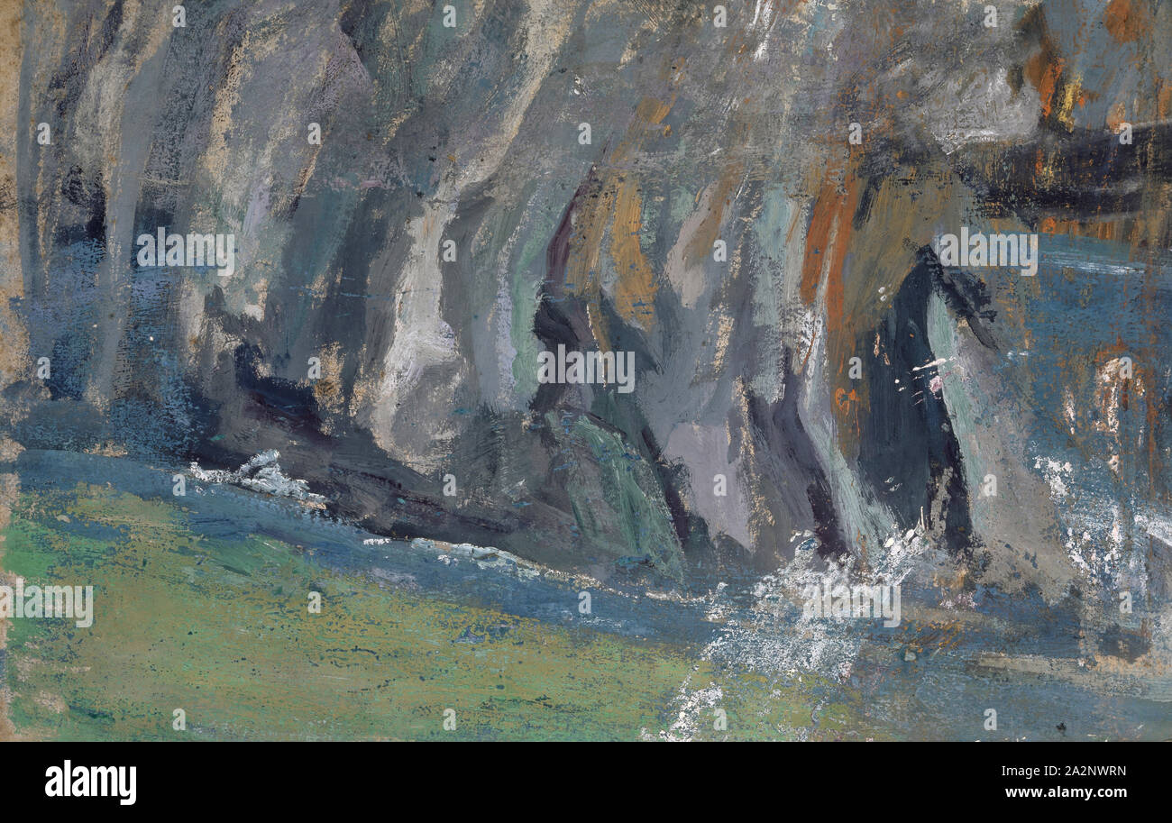 Surf on rock, oil on cardboard, 26.5 x 41 cm, Ernst Schiess, Basel 1872 ...