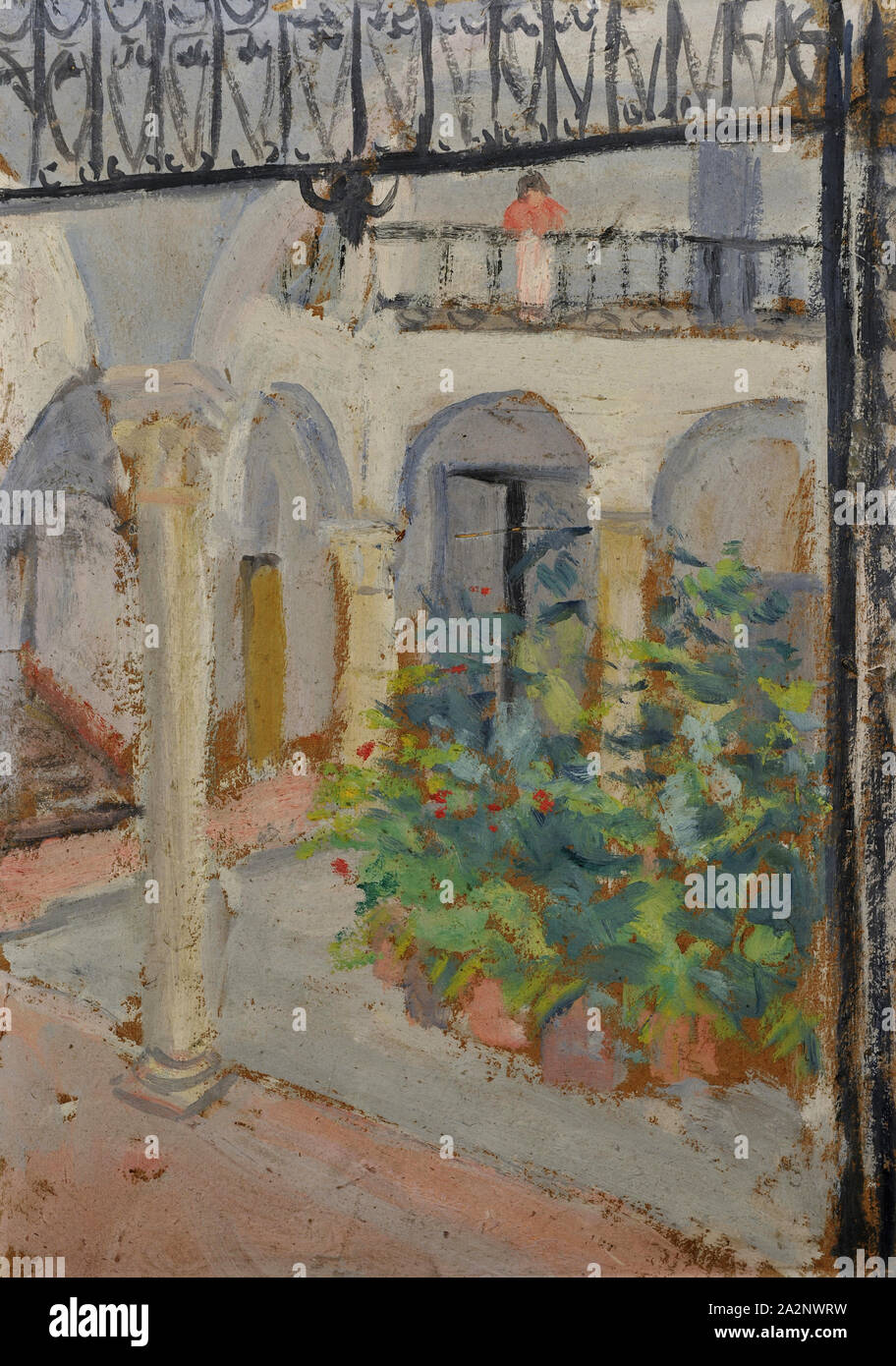 Arcade courtyard of a spanish house, oil on board, 36 x 25.5 cm, Ernst ...