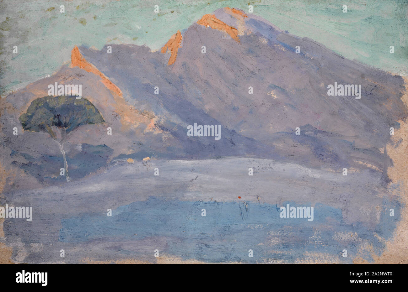 Bald mountain range in Abenschein, oil on cardboard, 26.5 x 41 cm ...