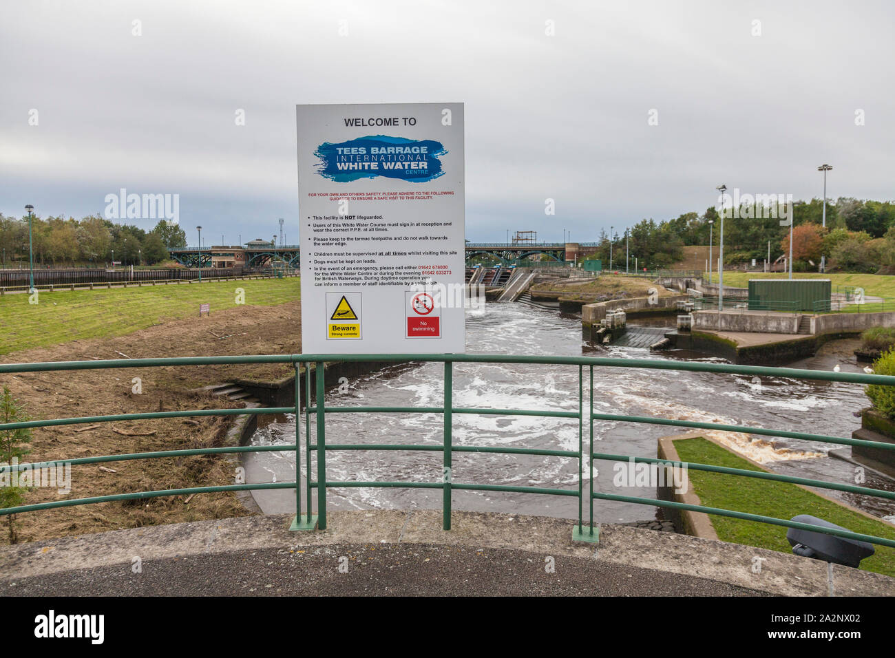 A Health and Safety Sign at the Tees Barrage in Stockton on Tees ...