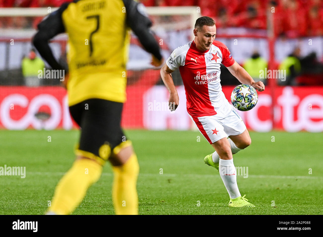 Jan Boril from Slavia Prague in action during the UEFA Champions League ...