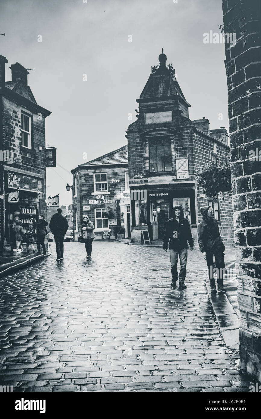 Main Street in the Village of Haworth, near Bradford, home of the ...