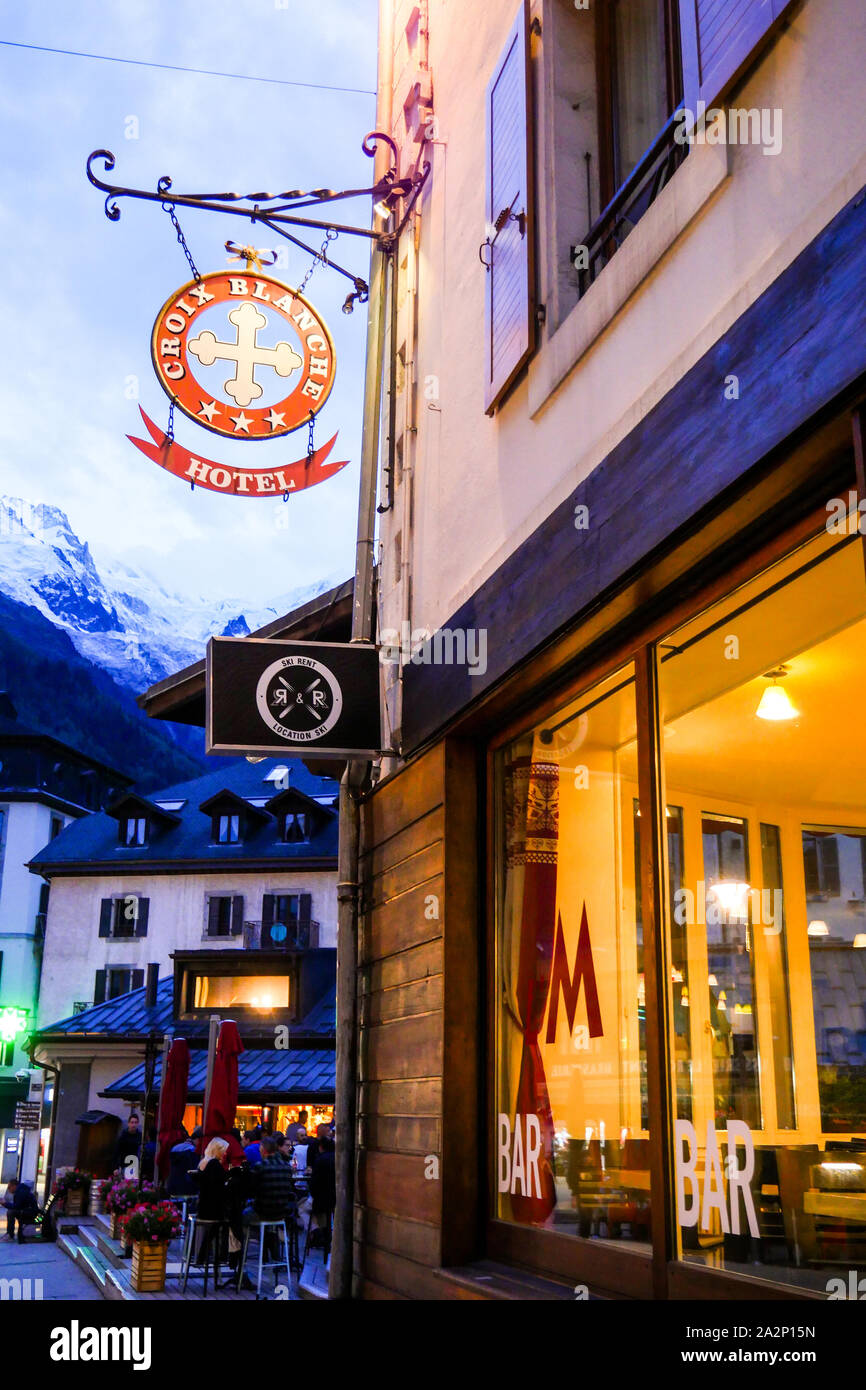 Hotel sign, Chamonix-Mont-Blanc, Haute-Savoie, France Stock Photo - Alamy