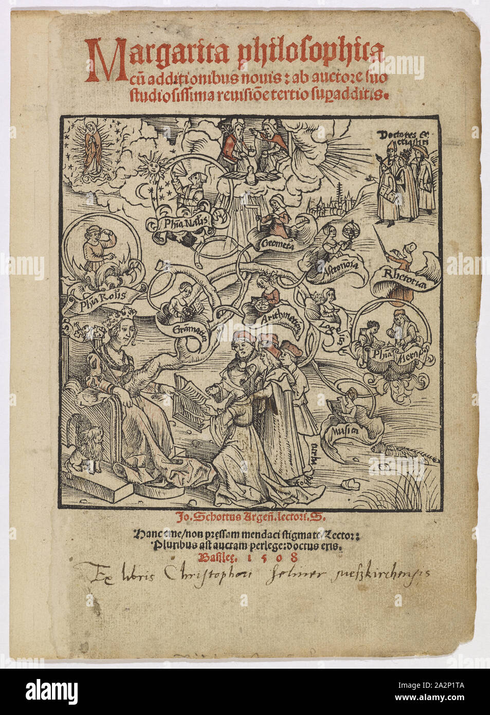 Family tree of the liberal arts, 1508, woodcut, colored, sheet: 13.1 x ...