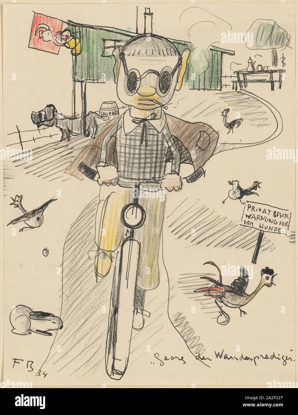 Georg the Wanderprediger, 1934, pencil, colored pencil and quill, sheet ...