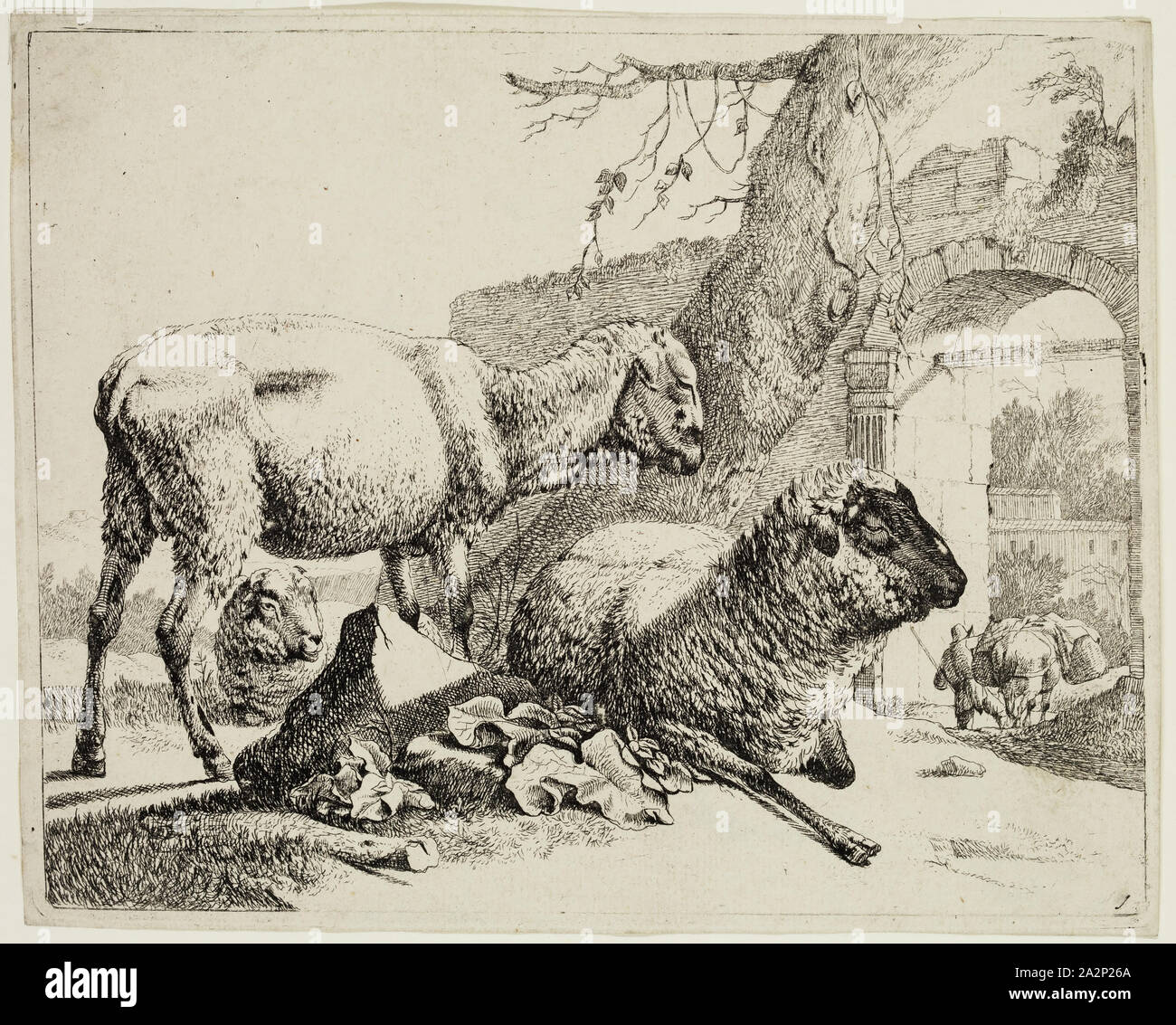 Johann Heinrich Roos, German, 1631-1685, Muleteer under the Gateway ...