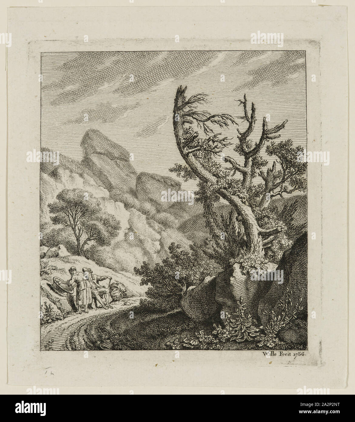 Johann Georg Wille, German, 1715-1808, Landscape with Two Figures, 1756 ...