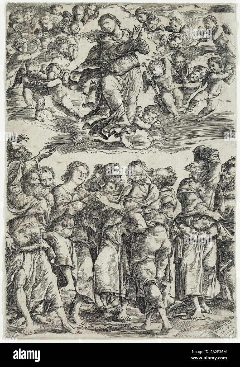 Domenico Campagnola, Italian, 1500-1564, Assumption of the Virgin, 1517 ...