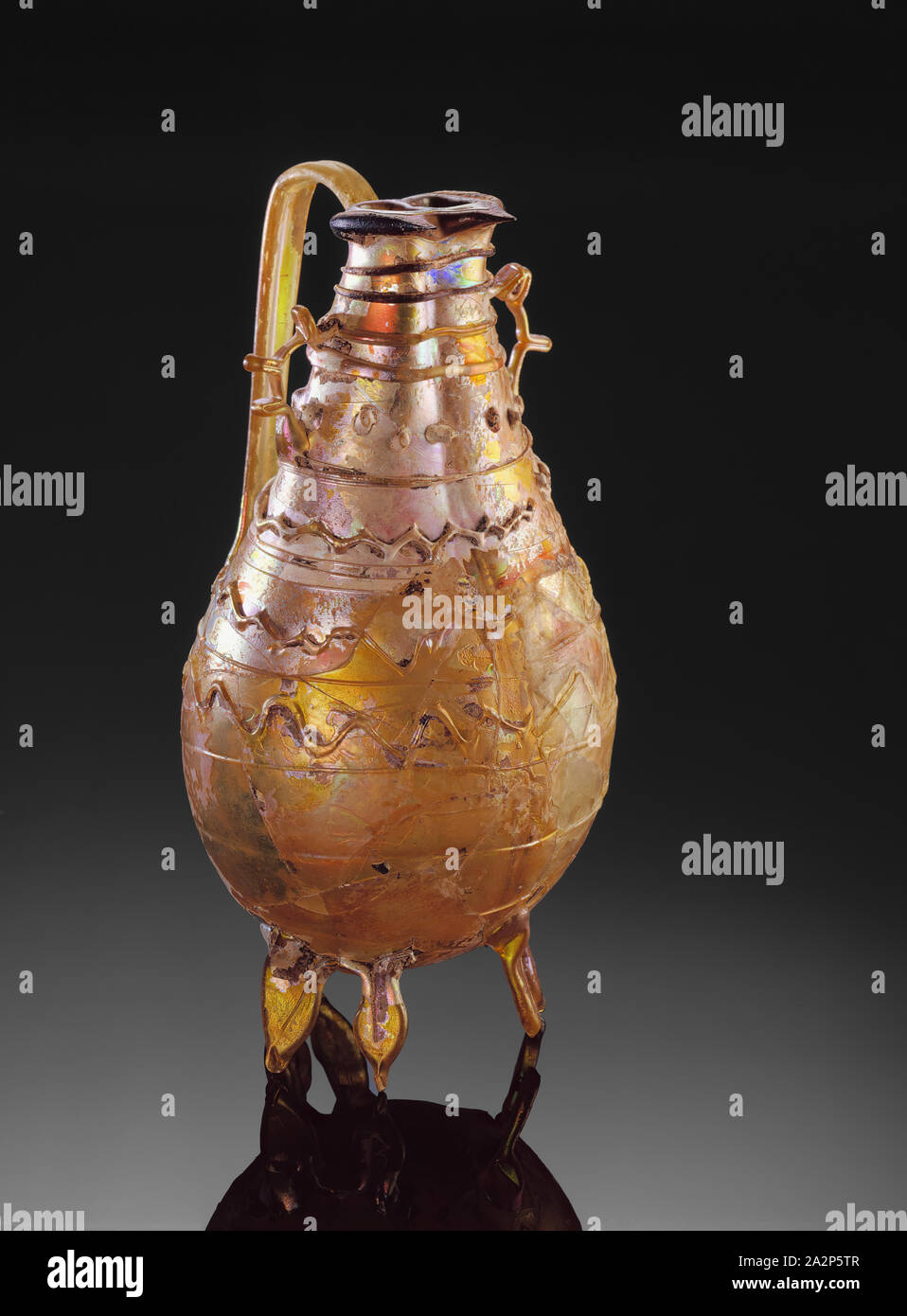 Islamic, Iranian, Double Ewer, 1000/1250, Blown glass with applied and ...