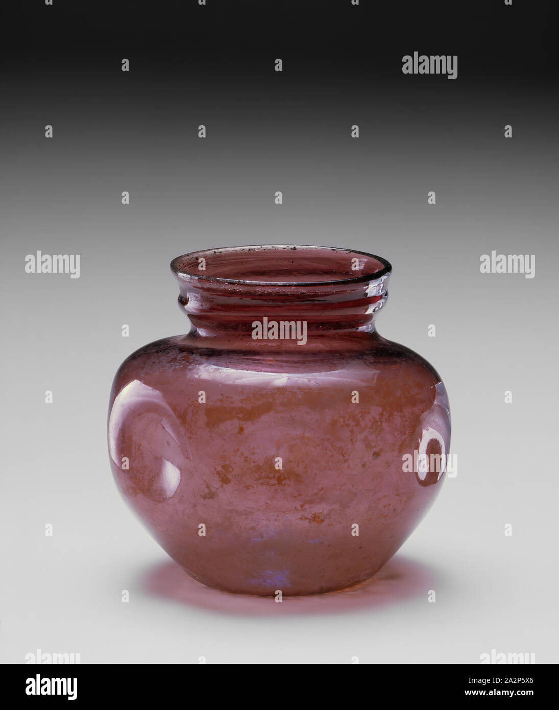 Roman, Jar, 4th/5th Century AD, Glass, Overall: 3 5/8 × 4 inches (9.2 × ...