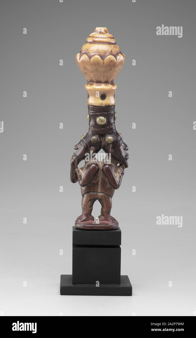 Kongo, African, Fly Whisk Handle, 19th century, wood, camwood, ivory ...