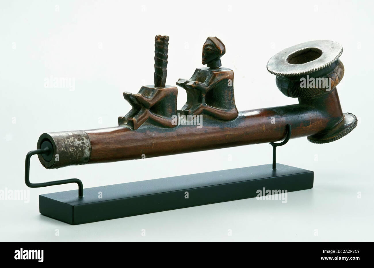 Holo, African, Holo Pipe, ca. 1900, carved wood, animal horn, and metal ...