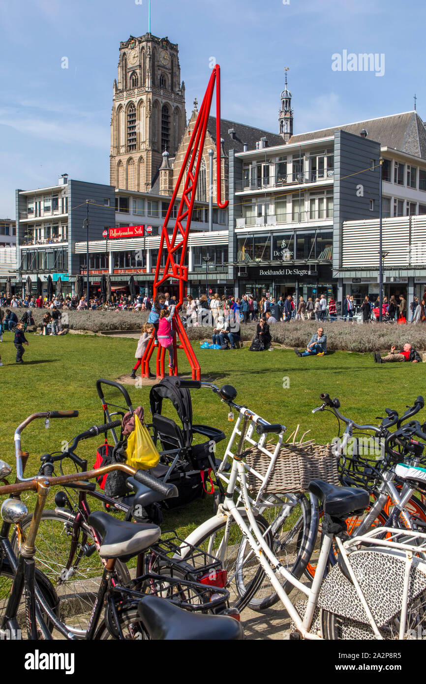 Park at the Hoogstraat, in Rotterdam, Netherlands, downtown Stock Photo ...
