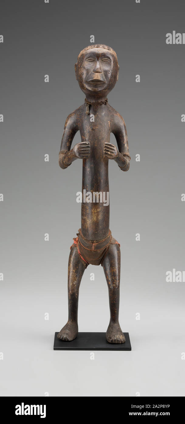 Makonde, African, Male Figure, 19th century, Wood, cloth string, fibers ...