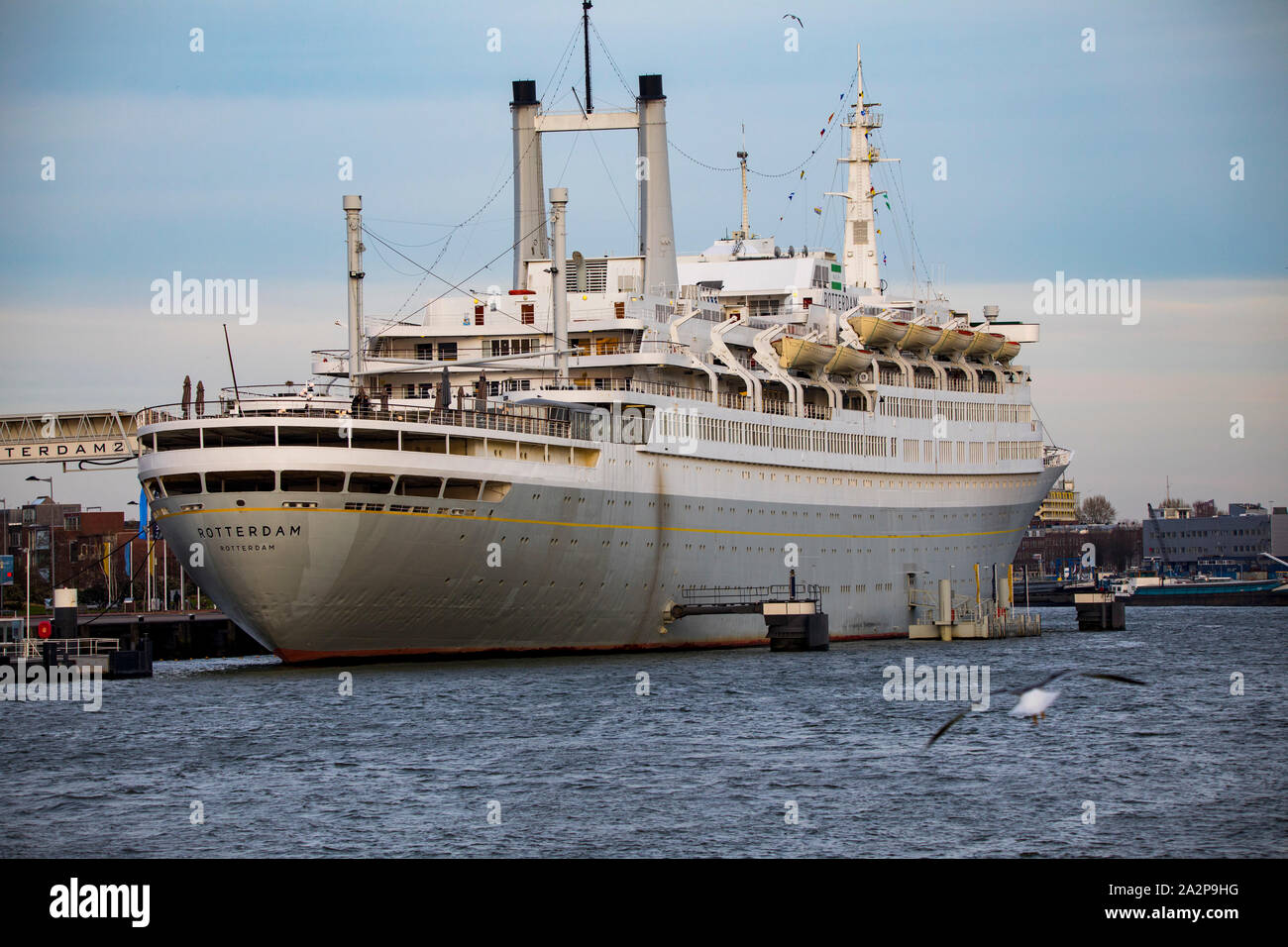 Rotterdam, Netherlands, the river Nieuwe Maas, former passenger ...