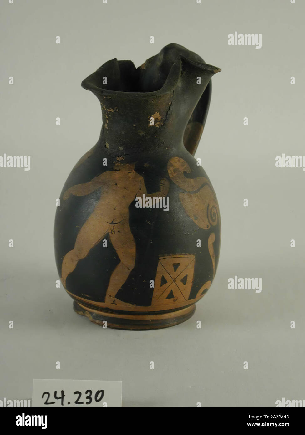 Greek, Trefoil Oinochoe, 4th Century BC, Red-figure ware, 7 1/4 x 5 3/8 ...