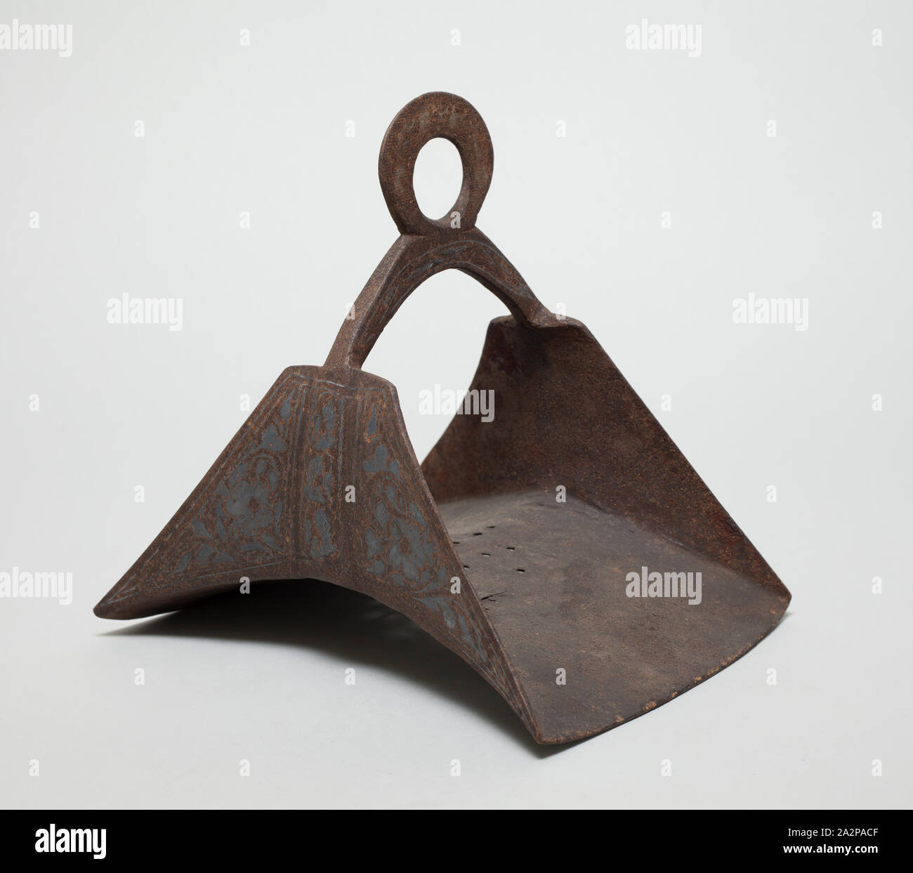 Unknown (Indian), Stirrup, 17th Century, Wrought iron with silver inlay ...