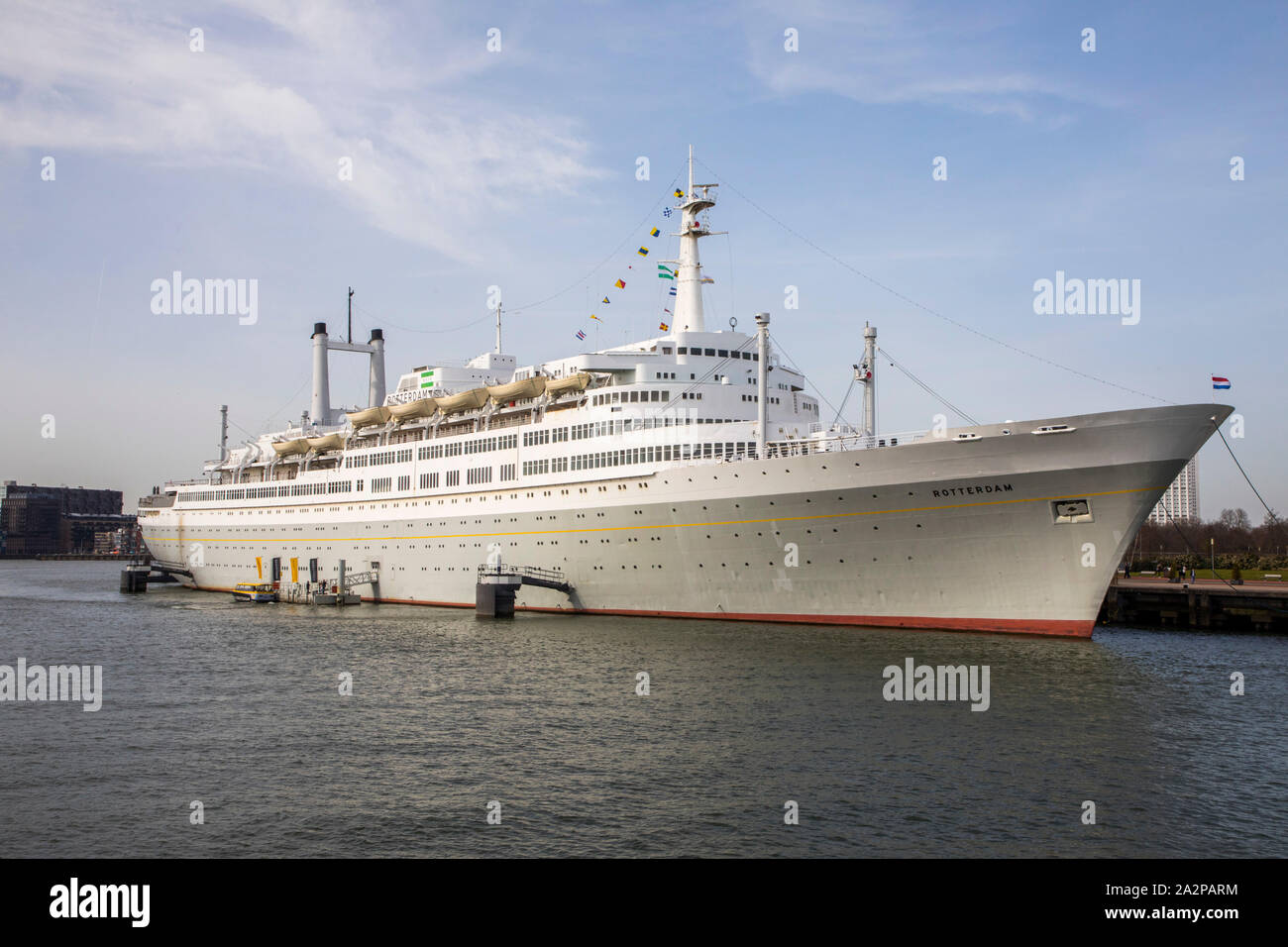 Rotterdam, Netherlands, the river Nieuwe Maas, former passenger ...