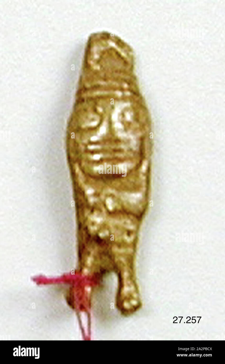 Costa Rican, Precolumbian, Male Figure, before 1500, Overall: 1 1/4 × 3 ...