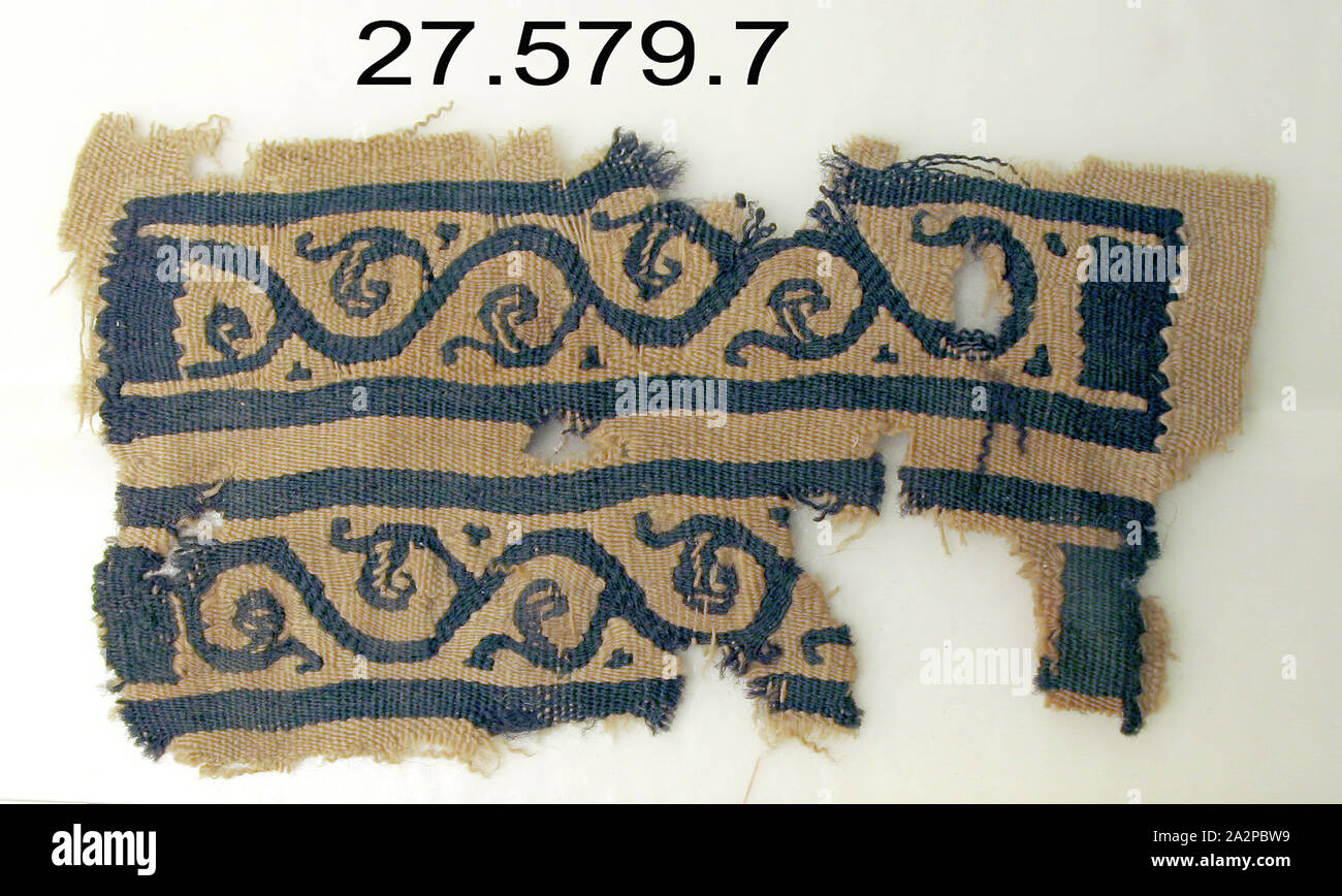 Coptic, Egyptian, Textile Fragment, 5th/6th Century, wool, 3 1/4 x 6 in ...