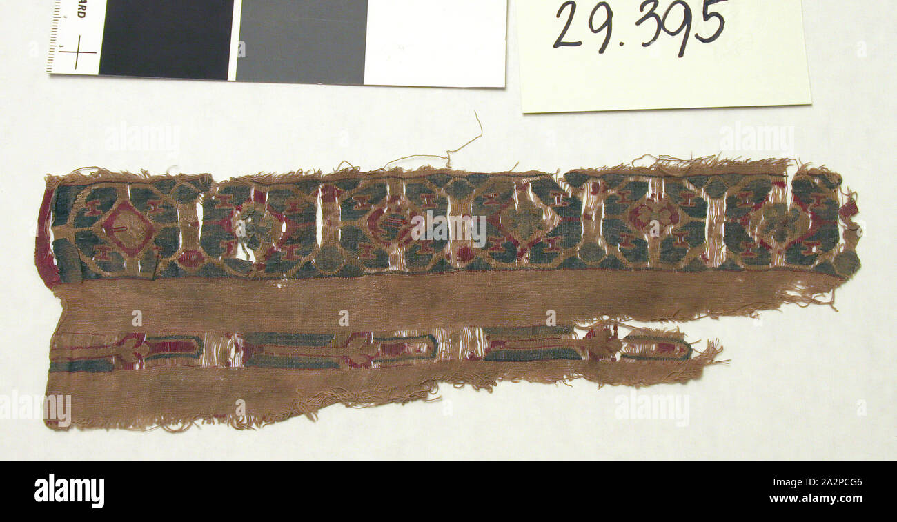 Coptic, Egyptian, Textile Fragment, c. 600, wool, 3 1/8 x 10 in Stock ...
