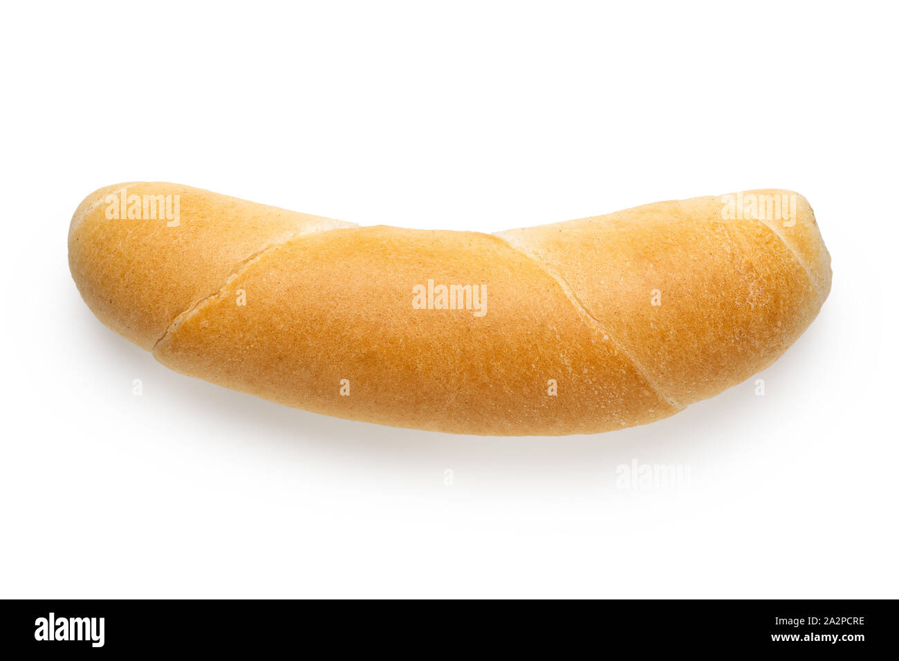 Long white bread roll isolated on white. Top view Stock Photo - Alamy