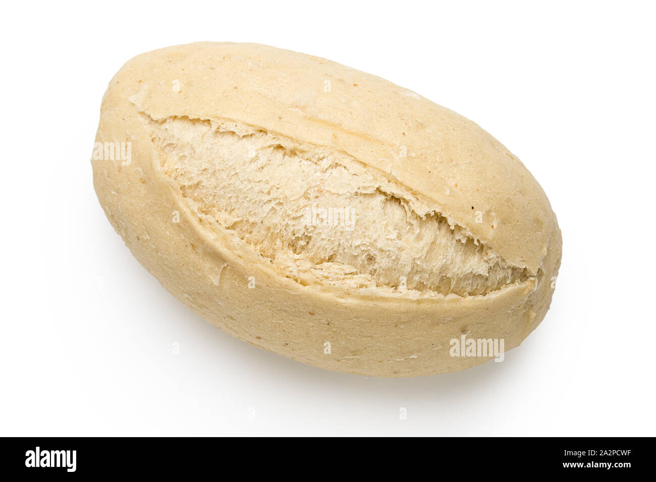 Part baked white french bread roll isolated on white. Top view Stock ...