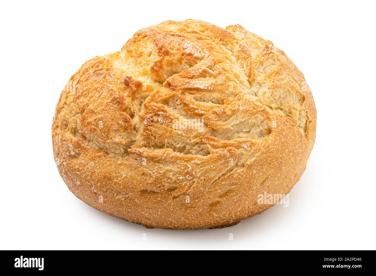 Round rustic white bread roll isolated on white Stock Photo - Alamy