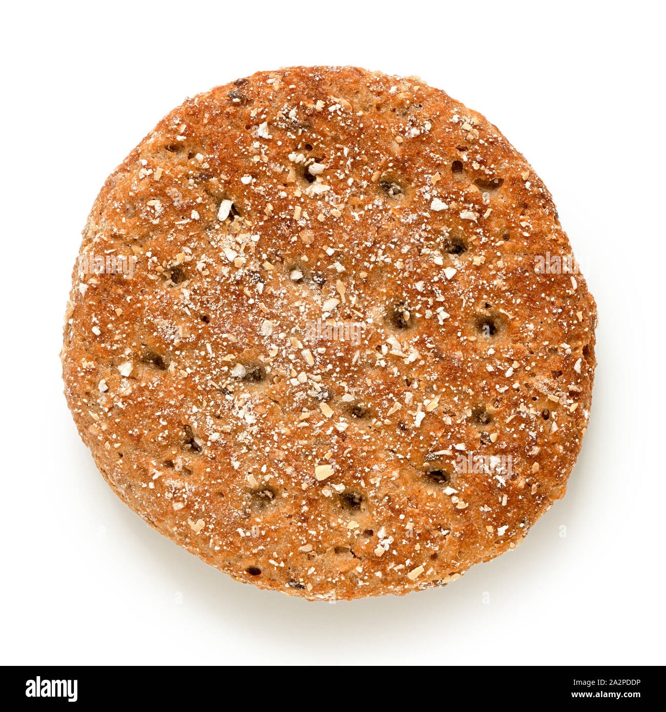 Round oat wheat flat bread isolated on white. Top view Stock Photo - Alamy